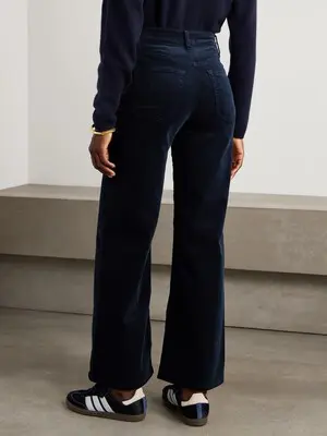 FRAME Le Slim Palazzo Cotton-blend Wide-leg Pants - Blue