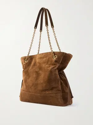 Saint Laurent Jamie Shopping Appliquéd Quilted Suede Shoulder Bag
