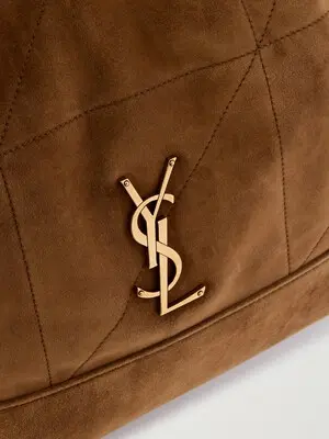 Saint Laurent Jamie Shopping Appliquéd Quilted Suede Shoulder Bag