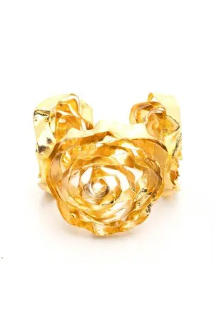 Natori Rosette Plated Cuff Bracelet - Gold