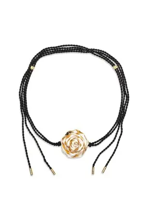 Natori Rosette Pendant Rope Belt - Gold