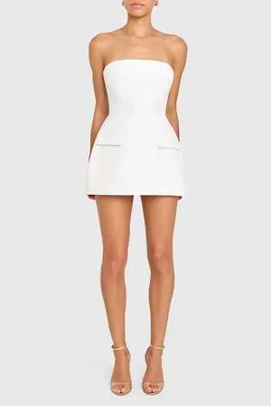 Amanda Uprichard Strapless Skort Romper - Ivory