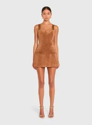 Amanda Uprichard Yorke Skort Romper - Pecan