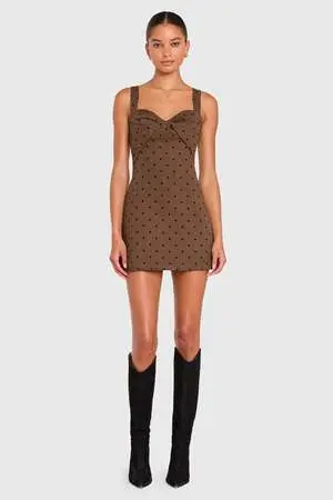 Amanda Uprichard Soho Polka Dot Romper - Chocolate