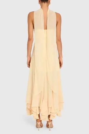 Amanda Uprichard Monterey Chiffon Midi Dress With Scarf