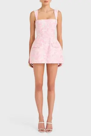 Amanda Uprichard Bethany Toile Brocade Romper - Shocking Pink