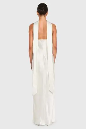 Amanda Uprichard Ashton Maxi Dress In Satin - Ivory