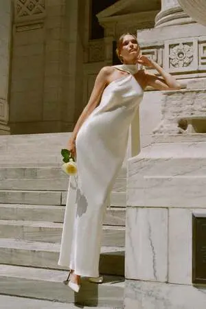 Amanda Uprichard Ashton Maxi Dress In Satin - Ivory