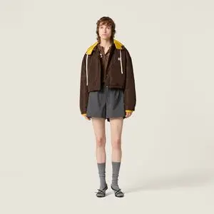 Miu Miu Technical Pongé Down Cropped Hoodie Jacket