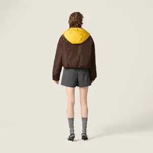 Miu Miu Technical Pongé Down Cropped Hoodie Jacket