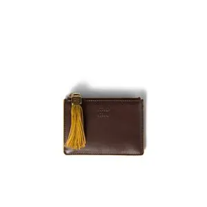 Miu Miu Leather Card Holder - Briarwood/whisky