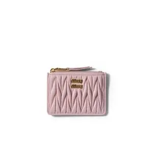 Miu Miu Matelassé Nappa Leather Card Holder - Alabaster Pink