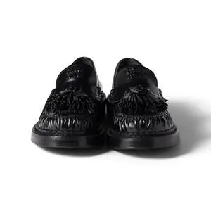 Miu Miu Tassel Loafers In Polished Leather - Black