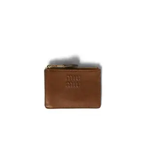 Miu Miu Nappa Leather Card Holder - Oak