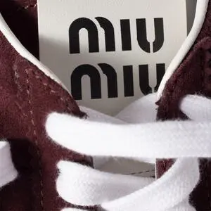 Miu Miu Plume Suede Sneakers - Burgundy