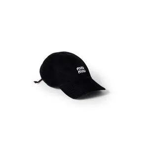 Miu Miu Velvet Baseball Cap - Black/tobacco