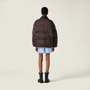 Miu Miu Technical Pongé Cropped Down Jacket - Ebony