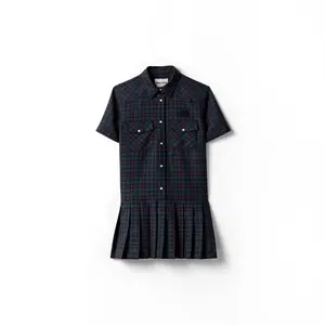 Miu Miu Plaid Pleated Mini Dress