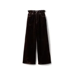 Miu Miu Washed Flocked Chambray Wide-leg Pants