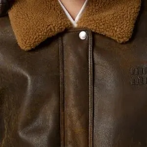 Miu Miu Shearling Blouson Jacket - Dark Brown