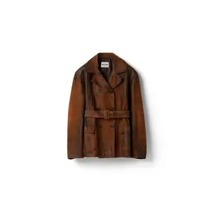 Miu Miu Double-breasted Waxed Suede Caban Jacket