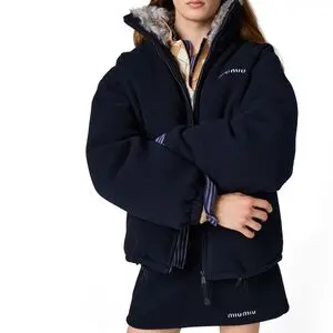 Miu Miu Fleece Down Jacket - Navy