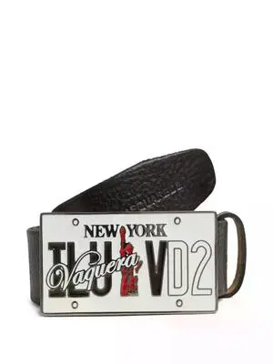 Dsquared2 Leather Belt With Logo Buckle - Black