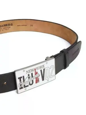 Dsquared2 Leather Belt With Logo Buckle