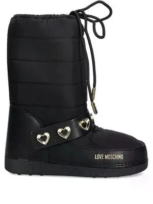 Moschino Quilted Boots With Heart Embellishments