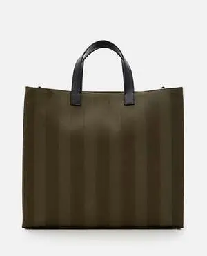 Fendi Striped Canvas Shopper Bag