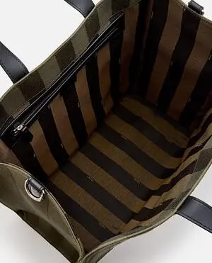 Fendi Striped Canvas Shopper Bag