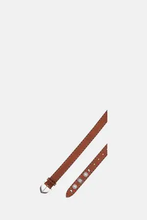 BAX LAB Leather Belt With Silver Studs - Marrone