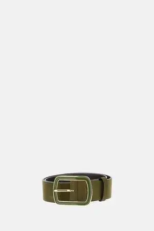 BAX LAB Patent Leather Belt With Gold Buckle - Green