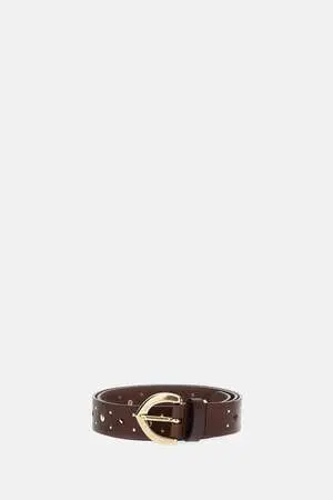 BAX LAB Leather Belt With Antique Effect Buckle - Marrone