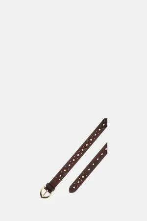 BAX LAB Leather Belt With Antique Effect Buckle - Marrone