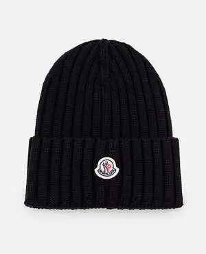 Moncler Beret With Logo - Black