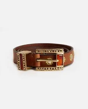 GOLDEN GOOSE Belt With Studded Detail - Brown