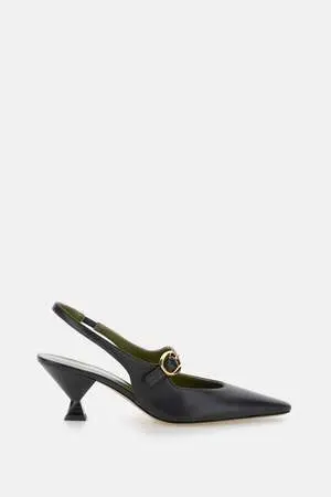 MARIA LUCA Natalia Heeled Slingbacks - Nero