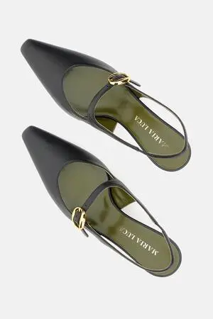 MARIA LUCA Natalia Heeled Slingbacks - Nero
