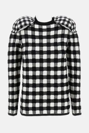 Comme Des Garçons Wool Check Padded Shoulder Sweater