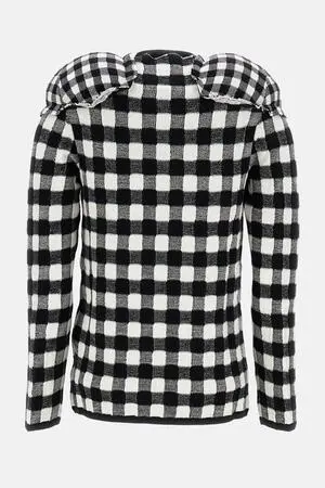 Comme Des Garçons Wool Check Padded Shoulder Sweater