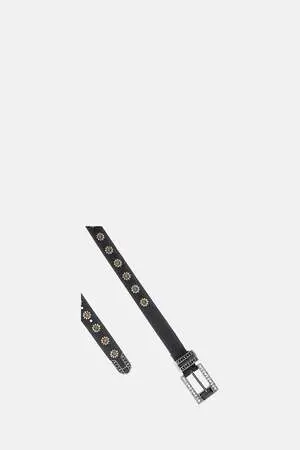 GOLDEN GOOSE Leather Belt With Floral Studs