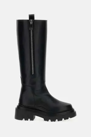 Plan C Knee-high Boots With Zipper - Nero