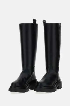 Plan C Knee-high Boots With Zipper - Nero