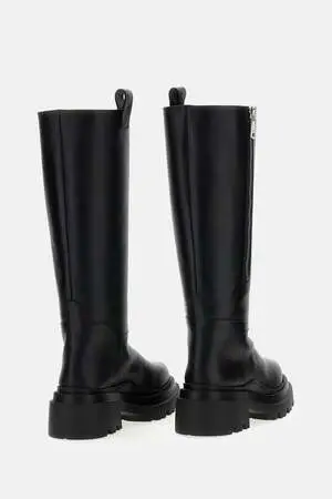 Plan C Knee-high Boots With Zipper - Nero