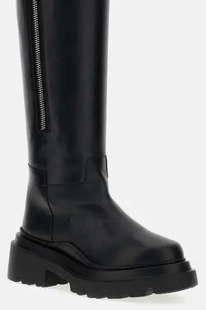 Plan C Knee-high Boots With Zipper - Nero