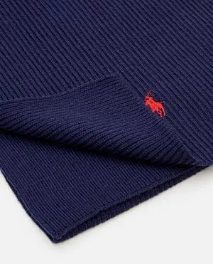 Polo Ralph Lauren Wool Scarf With Pony Logo - Blue