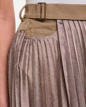 Sacai Pleated Skirt With Buckled Belt