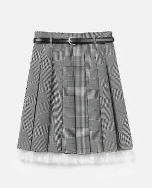 SELF-PORTRAIT Pleated Skirt With Lace Hem