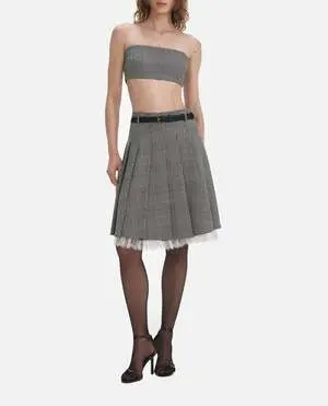 SELF-PORTRAIT Pleated Skirt With Lace Hem